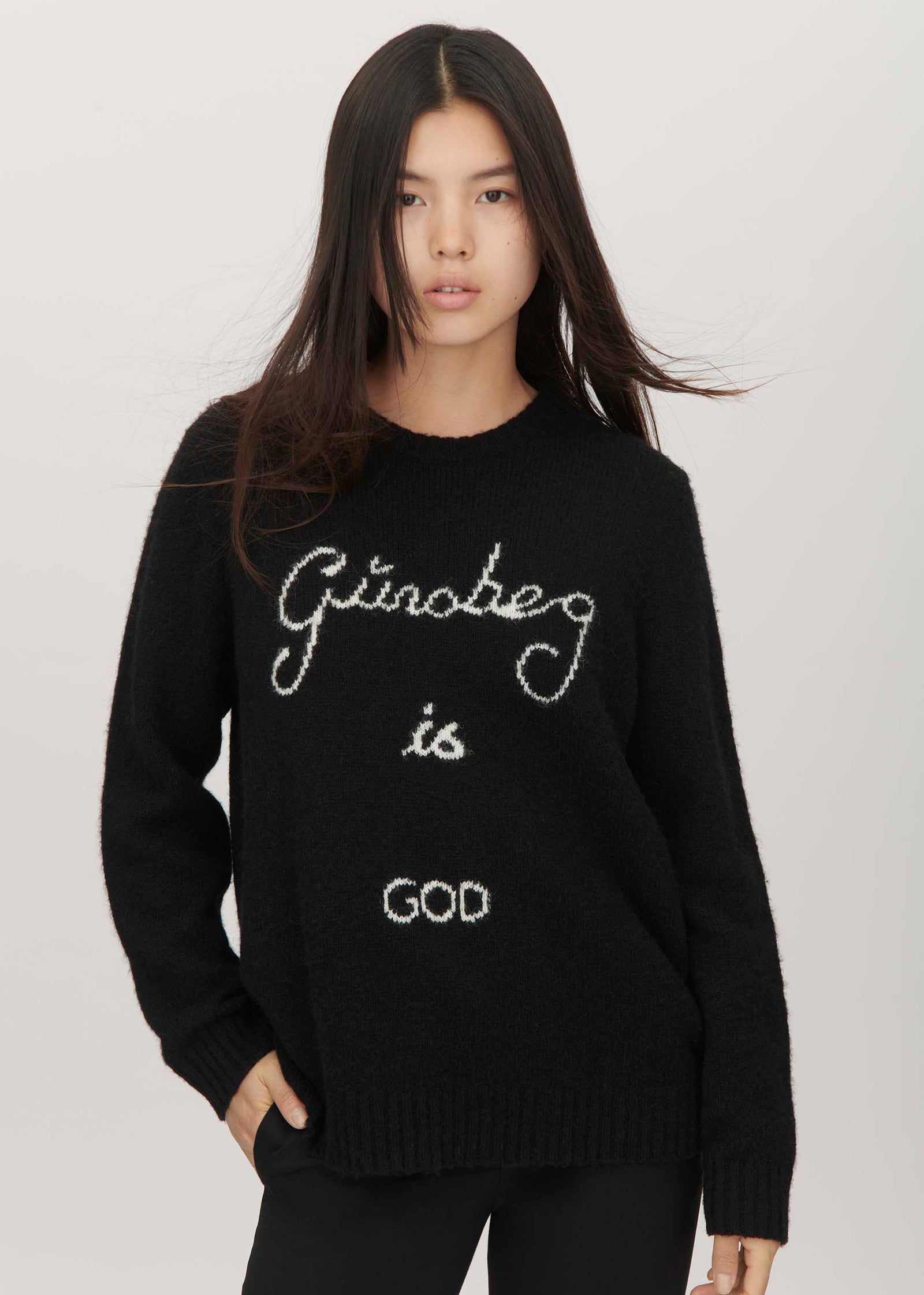 Ginsberg Is God Oversized Jumper in Black | Bella Freud